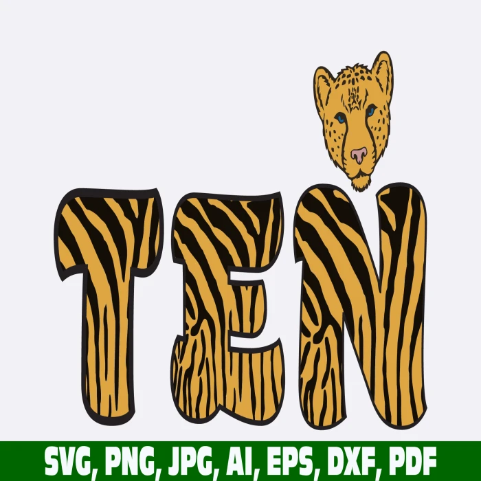 Tiger number birthday svg,10th birthday Tiger svg, 10th birthday svg ...