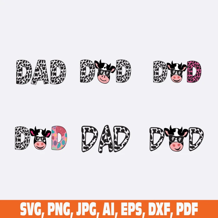 Dad, father's day, cow dad, cow dad father, cow face dad, cow family ...