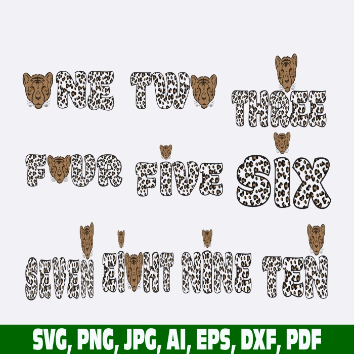 Leopard Tiger number birthday svg, birthday Tiger svg, Leopard Tiger ...
